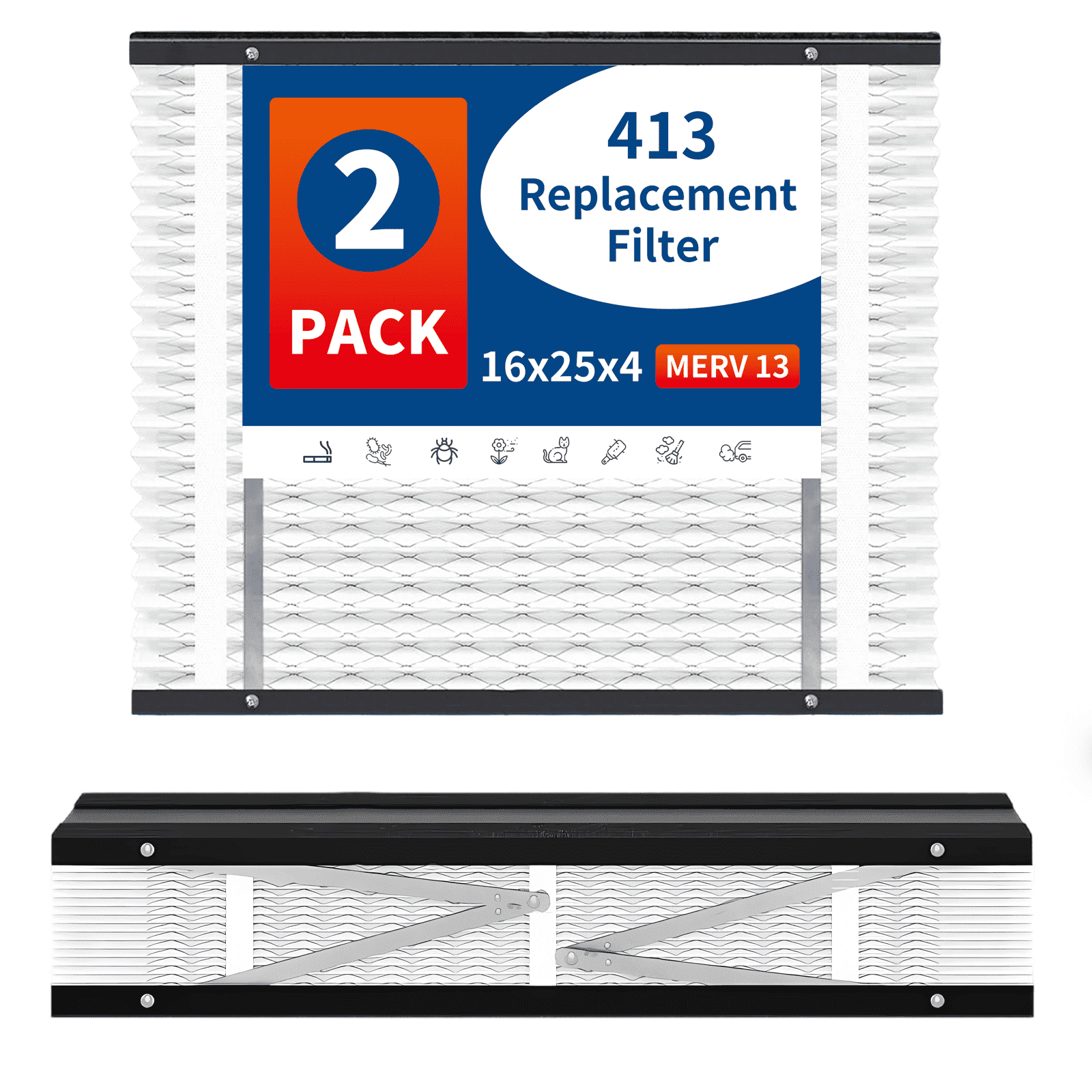 2 PACK 413 air filter replacement Compatible with aprilaire 413 ...