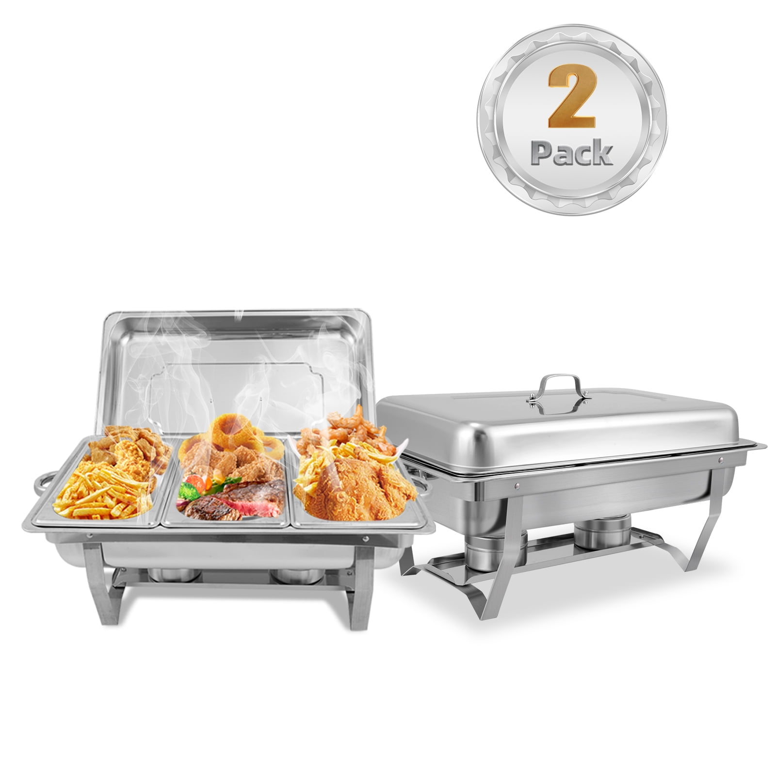 2 PACK 9Qt Commercial Chafing Dish Buffet Serving Trays, Rectangle ...