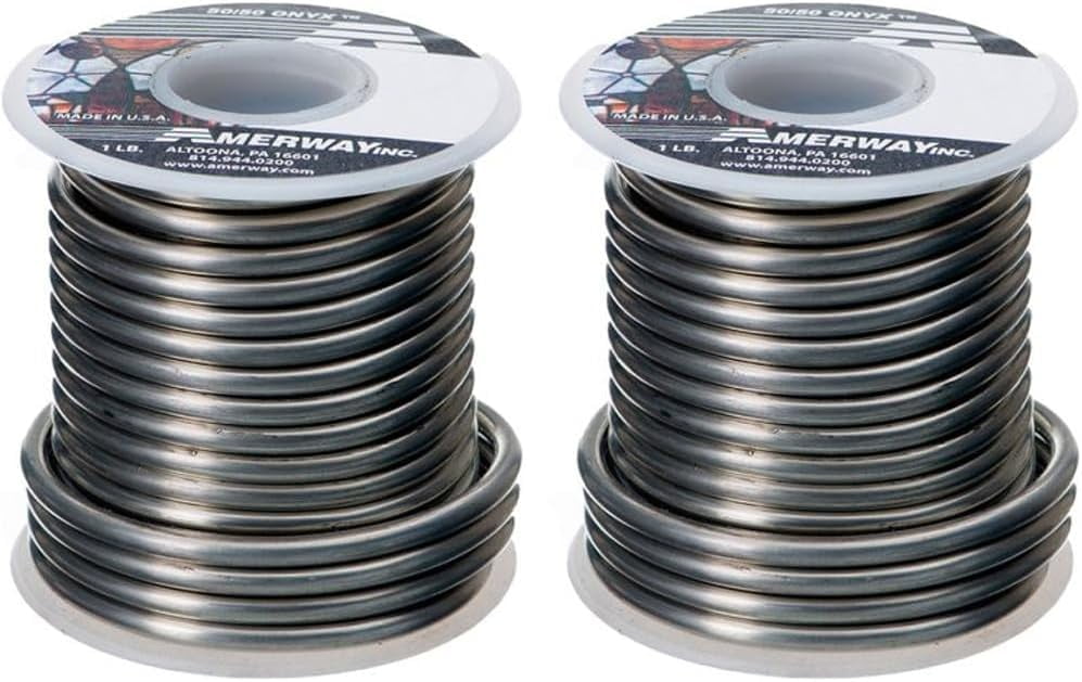 2 PACK-Amerway 50/50 Solder 1lb. Spool for Glass Projects & Other ...