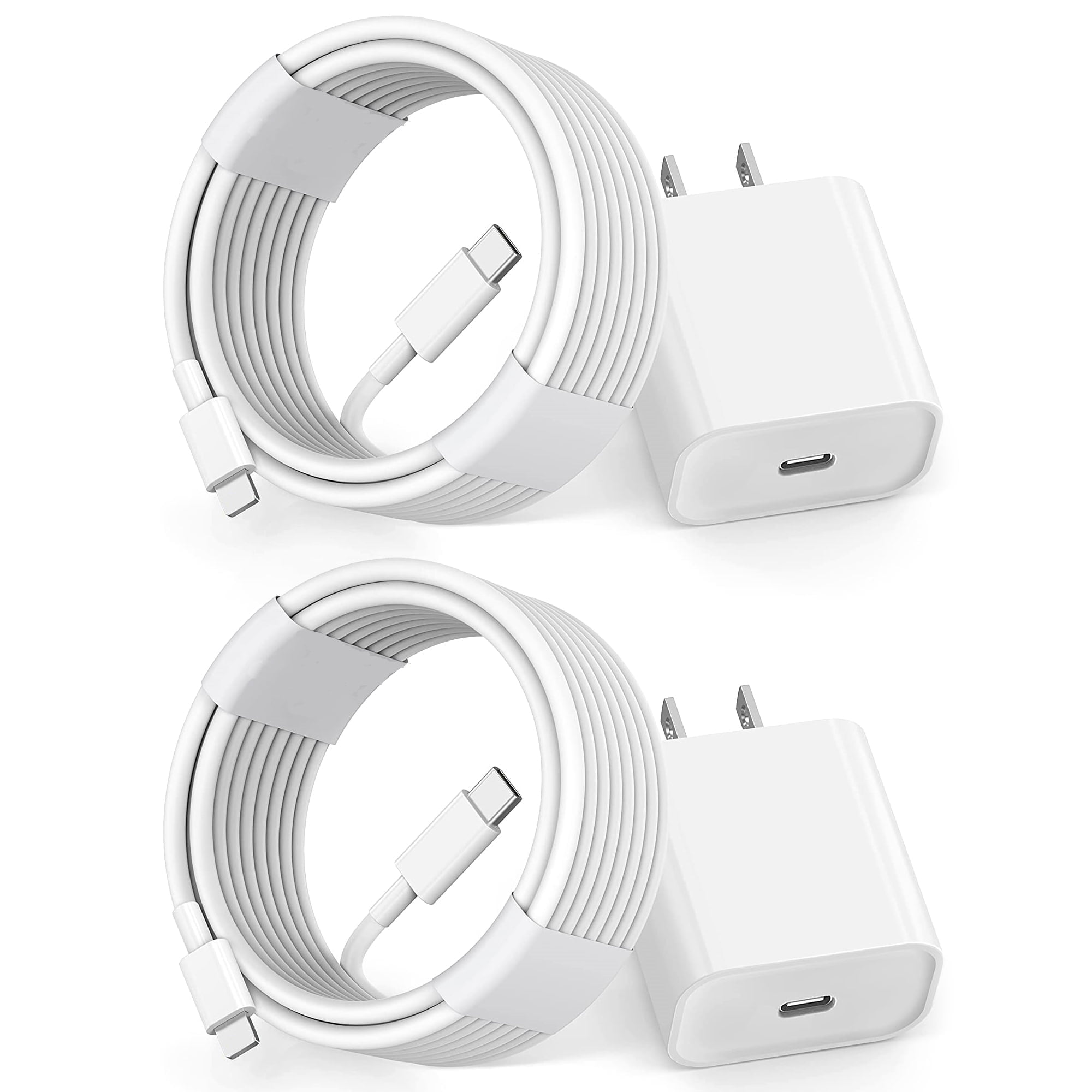 URUS 2-Pack USB-C Charger 20W PD Wall Adapter, 6ft USB-C to Lightning ...