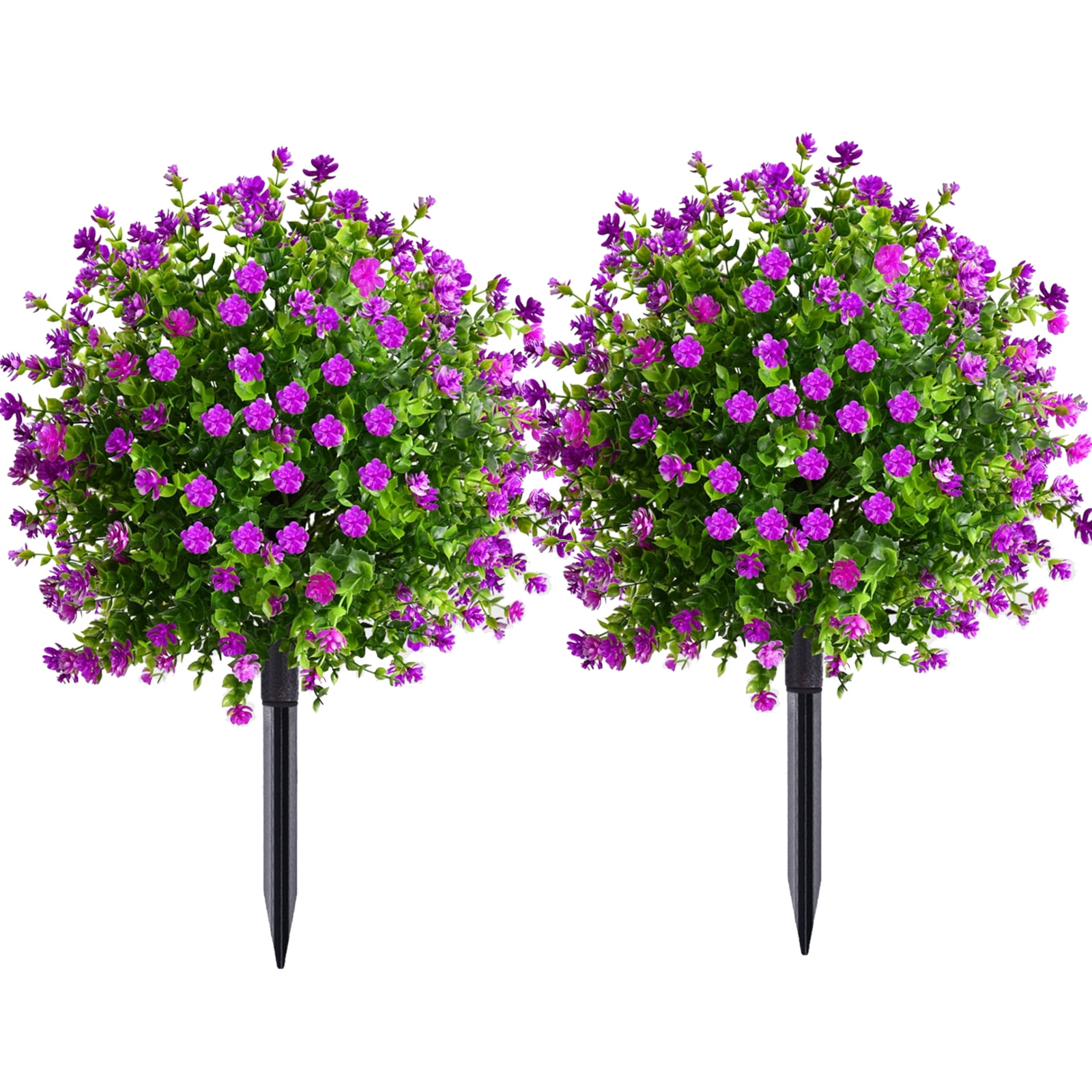 2 PACK Artificial Gypsophila Topiary Ball Trees with Ground Spike,21 ...