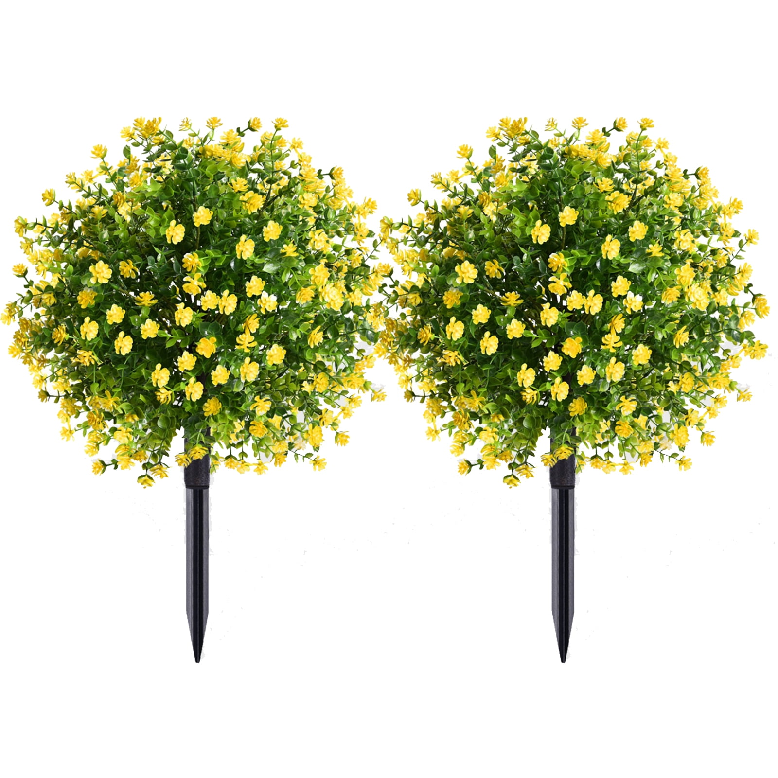 2 PACK Artificial Gypsophila Topiary Ball Trees with Ground Spike,21 ...