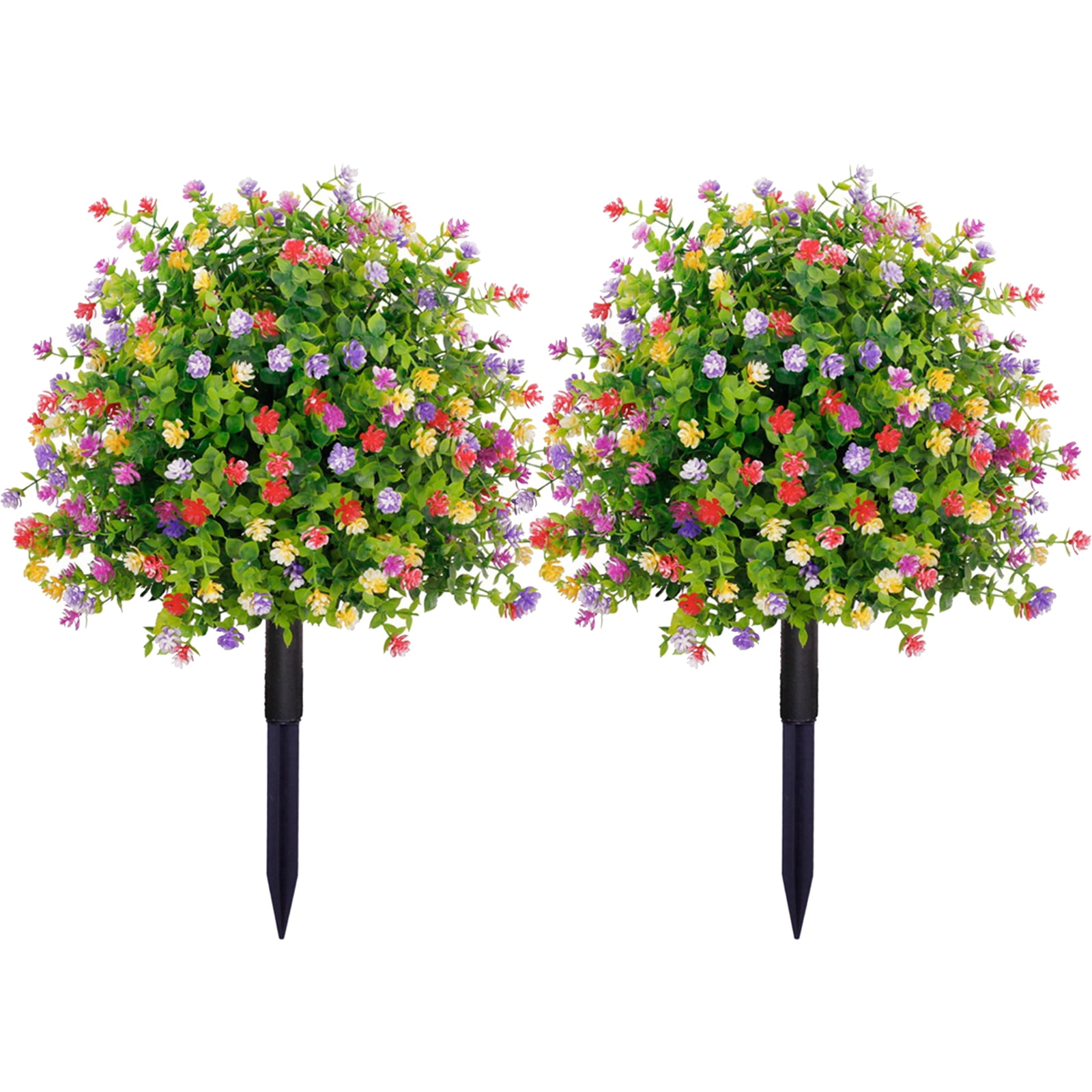 2 PACK Artificial Gypsophila Topiary Ball Trees with Ground Spike,21 ...