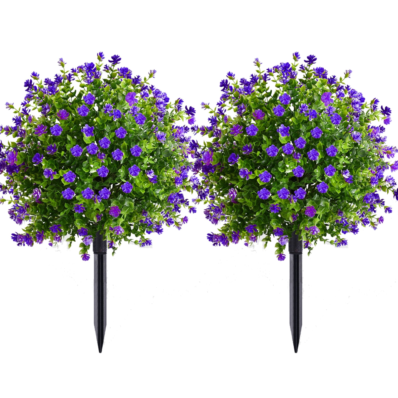 2 PACK Artificial Gypsophila Topiary Ball Trees with Ground Spike,21 ...