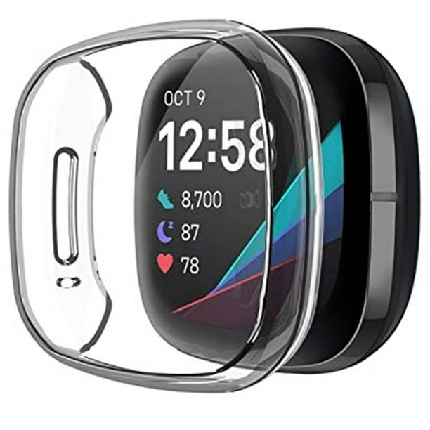 2-PACK BISEN Case for Fitbit Versa 3 / Fitbit Sense, Clear TPU Flexible ...