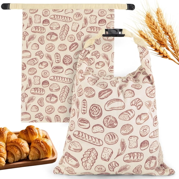 2 PACK Beeswax Sourdough Bread Bags for Homemade Bread, Reusable Cotton ...