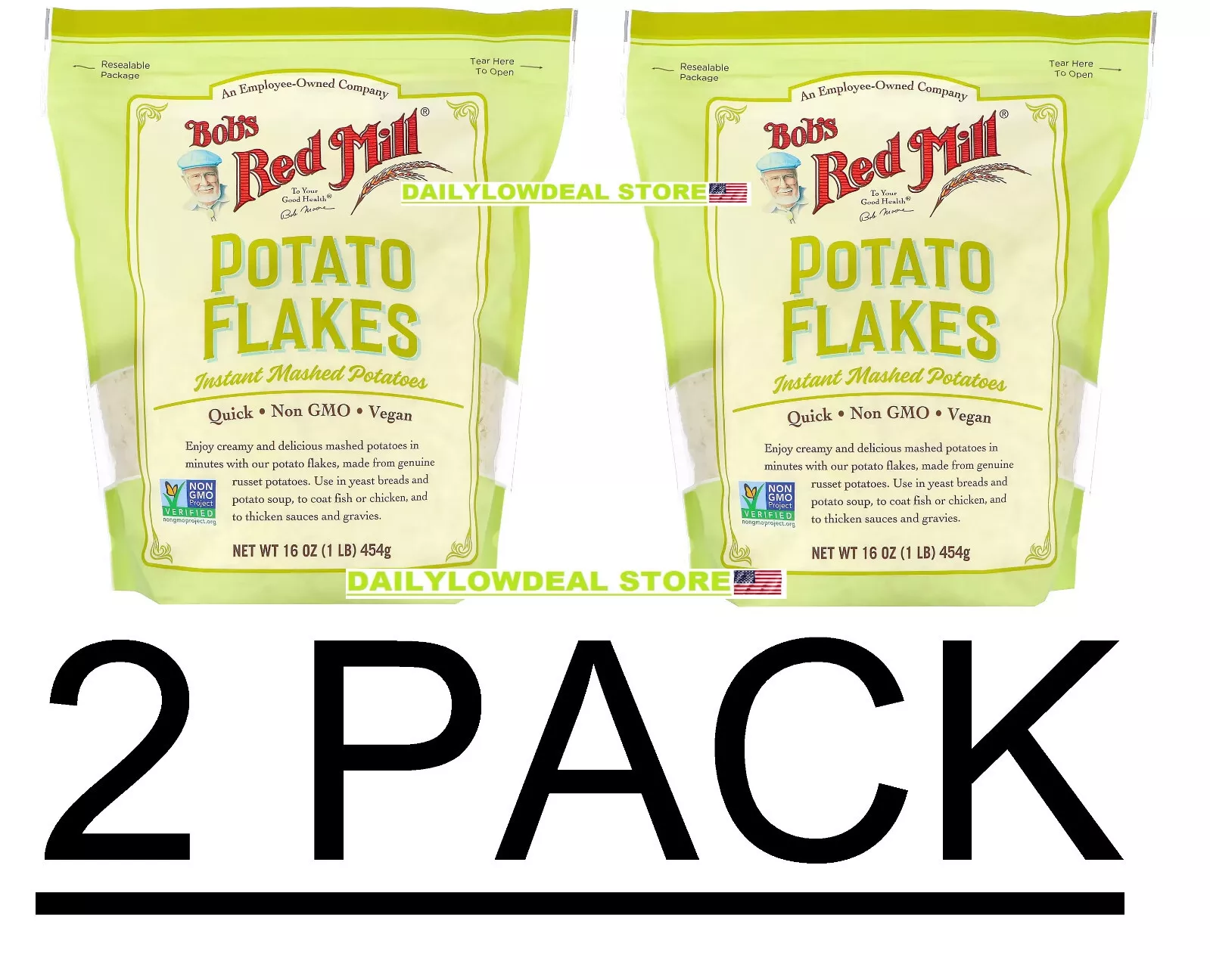 2 PACK- Bob's Red Mill Instant Creamy Mashed Potatoes Flakes 16 oz ...