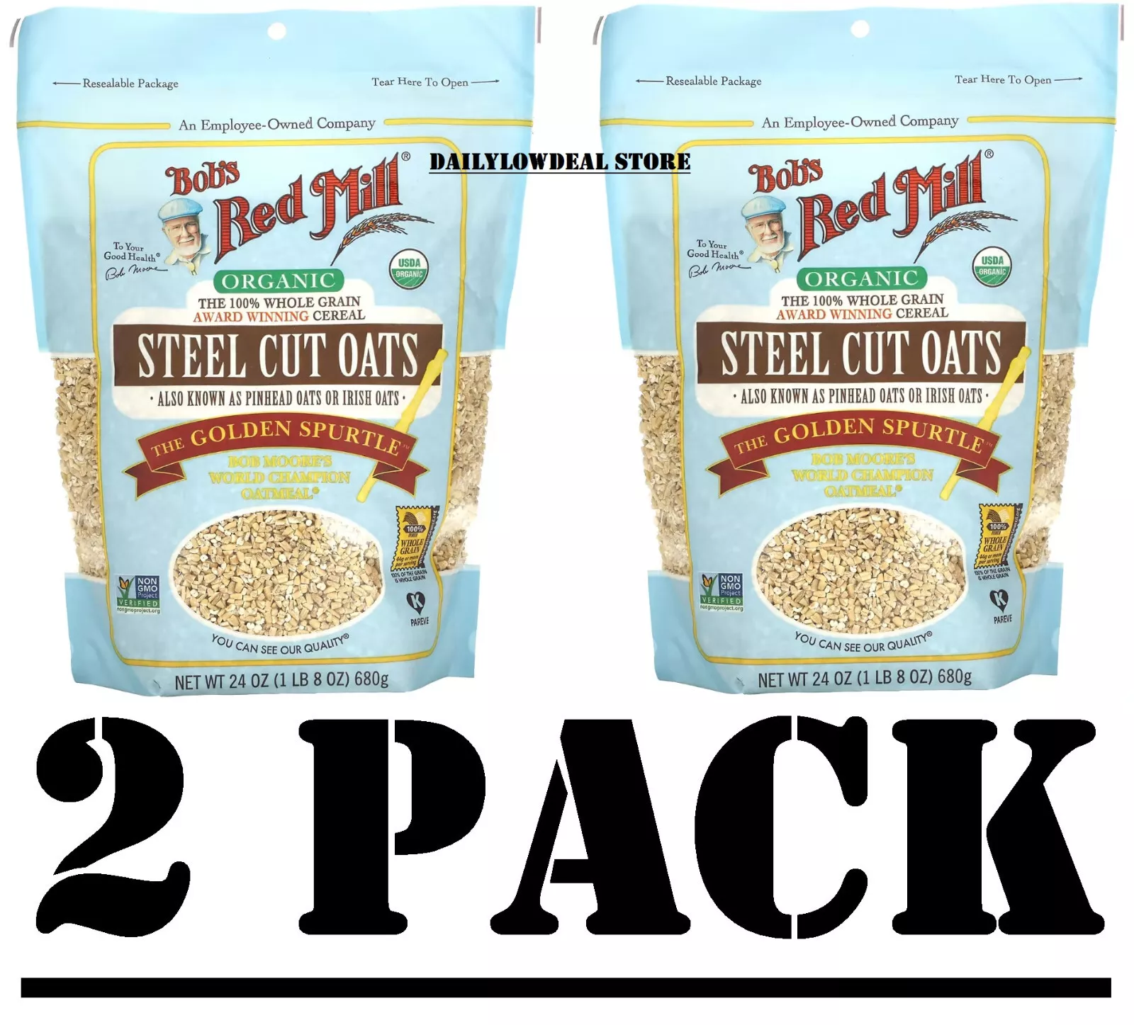 2 PACK Bob's Red Mill Organic Steel Cut Oats, 24-ounce The Golden ...