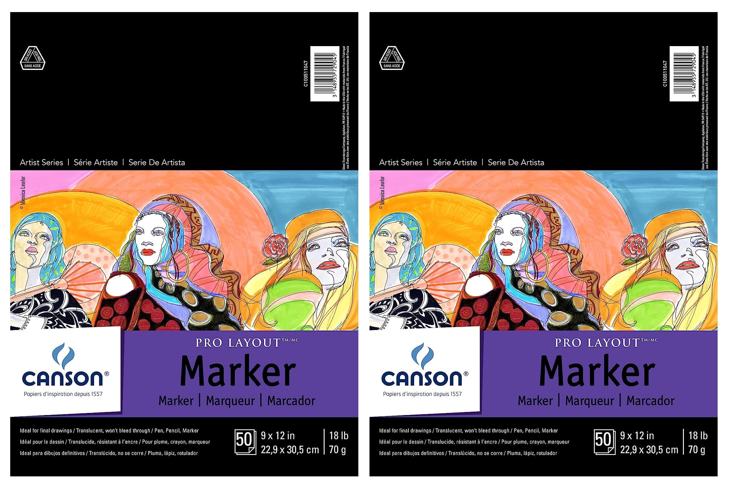 2-PACK - Canson Artist Series Pro-Layout Marker Pad 9" x 12" - 50 ...