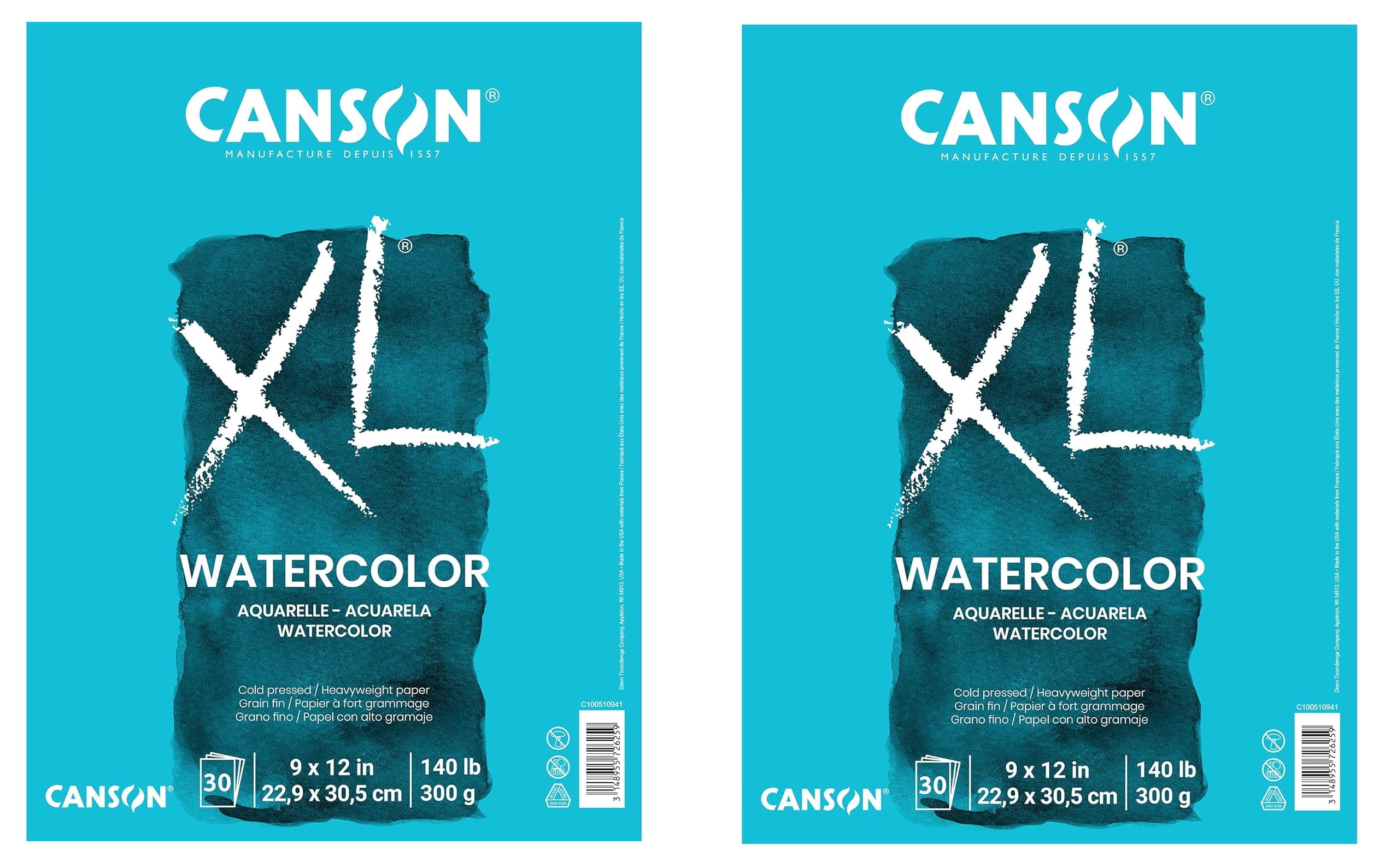 2-PACK - Canson XL Series Watercolor Paper Pad 140lb Fold Over, 30 ...