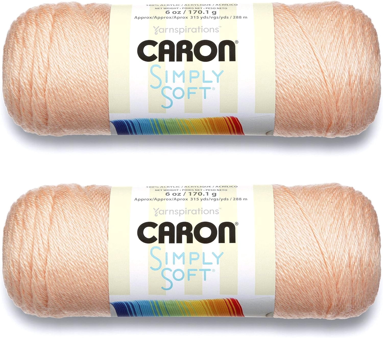 2-PACK - Caron Simply Soft Solids Yarn - Light Country Peach - Walmart.com