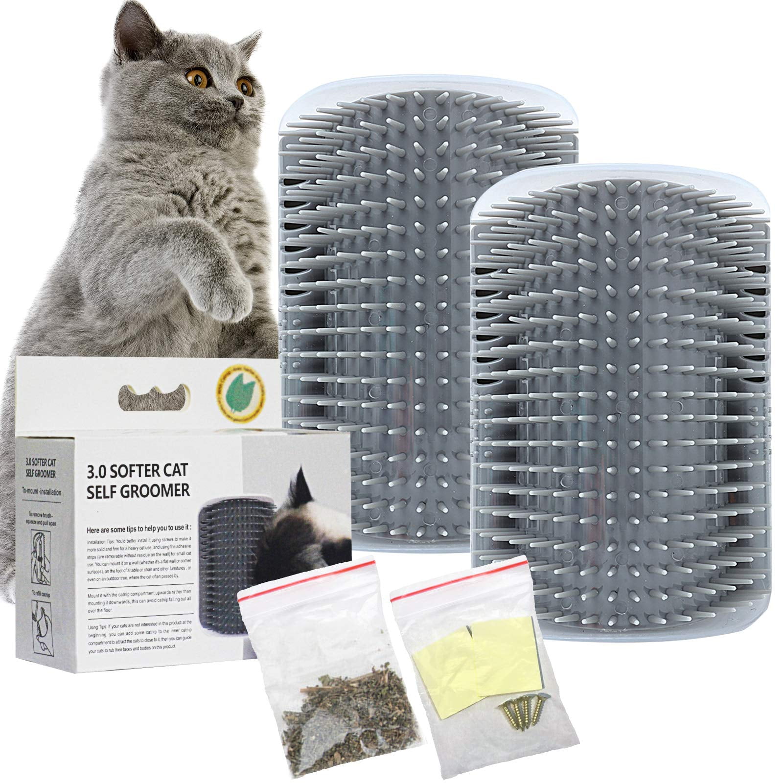 2 PACK Cat Self Groomer,Softer Cat Corner Scratcher For Wall With ...
