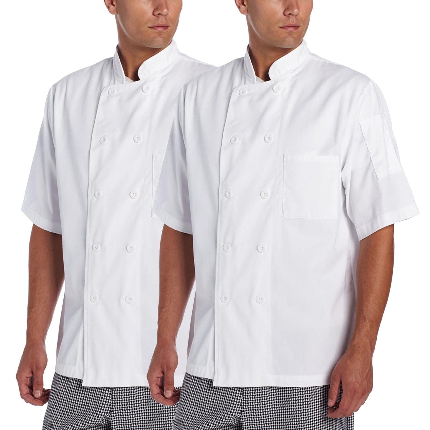 2-PACK Chef Code Basic Short Sleeve Chef Coat with Pearl Buttons, Chef ...