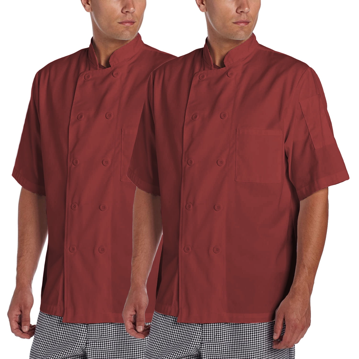 2-PACK Chef Code Basic Short Sleeve Chef Coat with Pearl Buttons, Chef ...