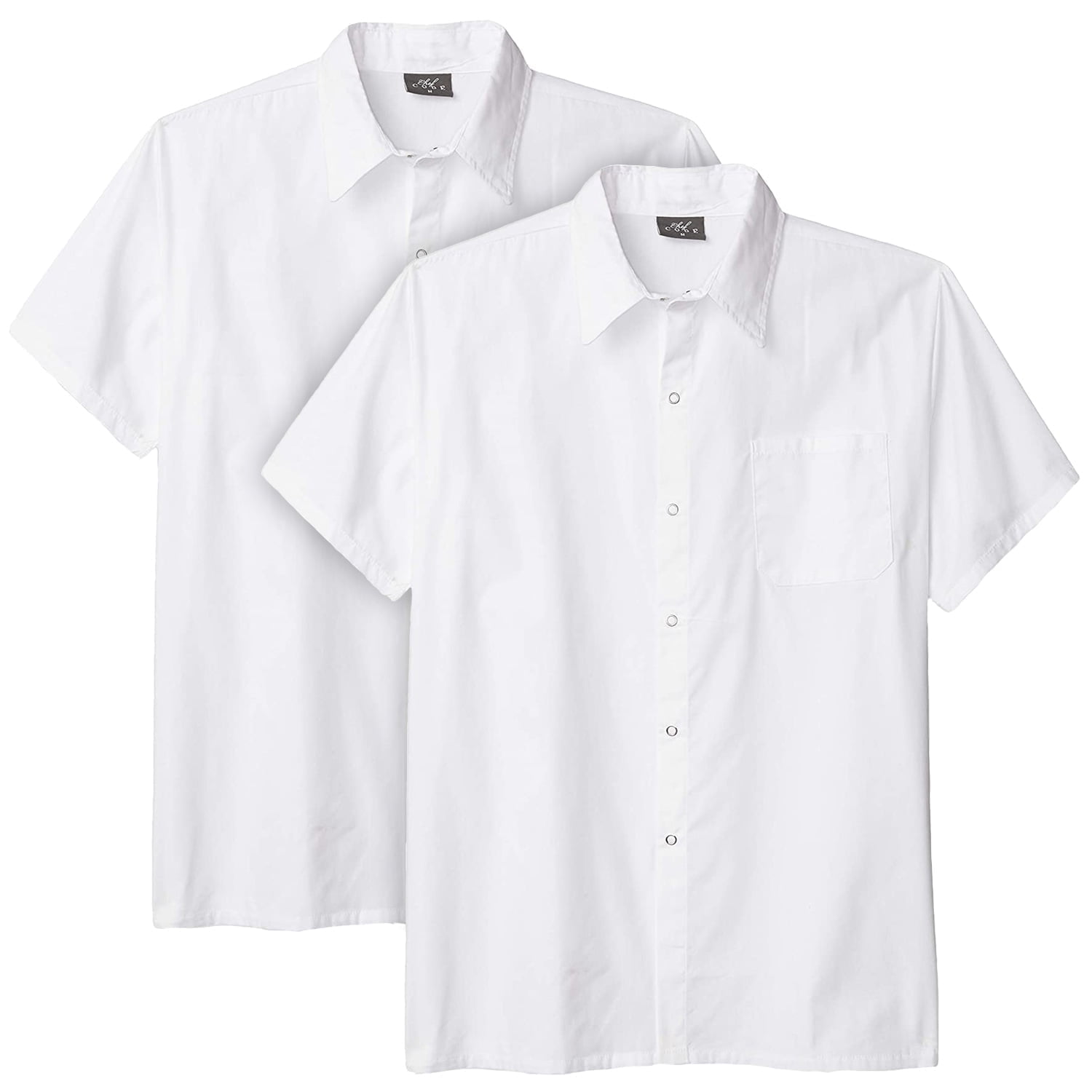 Chef Code Men's Short Sleeve Uniform Kitchen Cook Shirt, 2-Pack, White ...