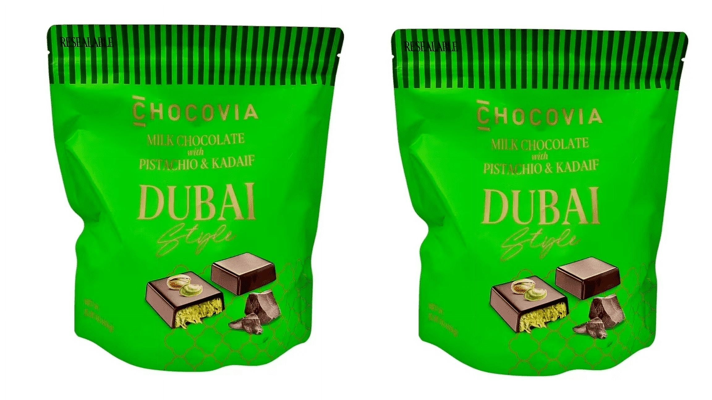 2 PACK | Chocovia Dubai Chocolate – Milk Chocolate with Pistachio & Kadaif, Individually Wrapped ...