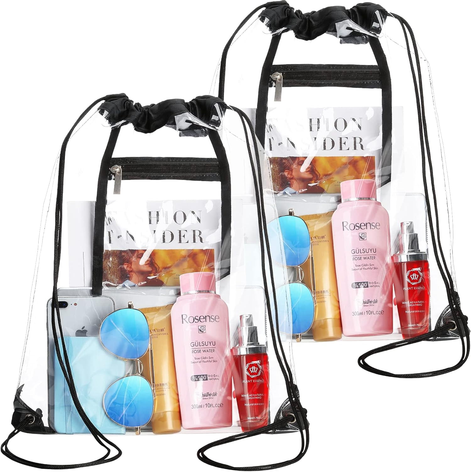 2 PACK Clear Drawstring Bag Stadium Approved, See Through PVC ...