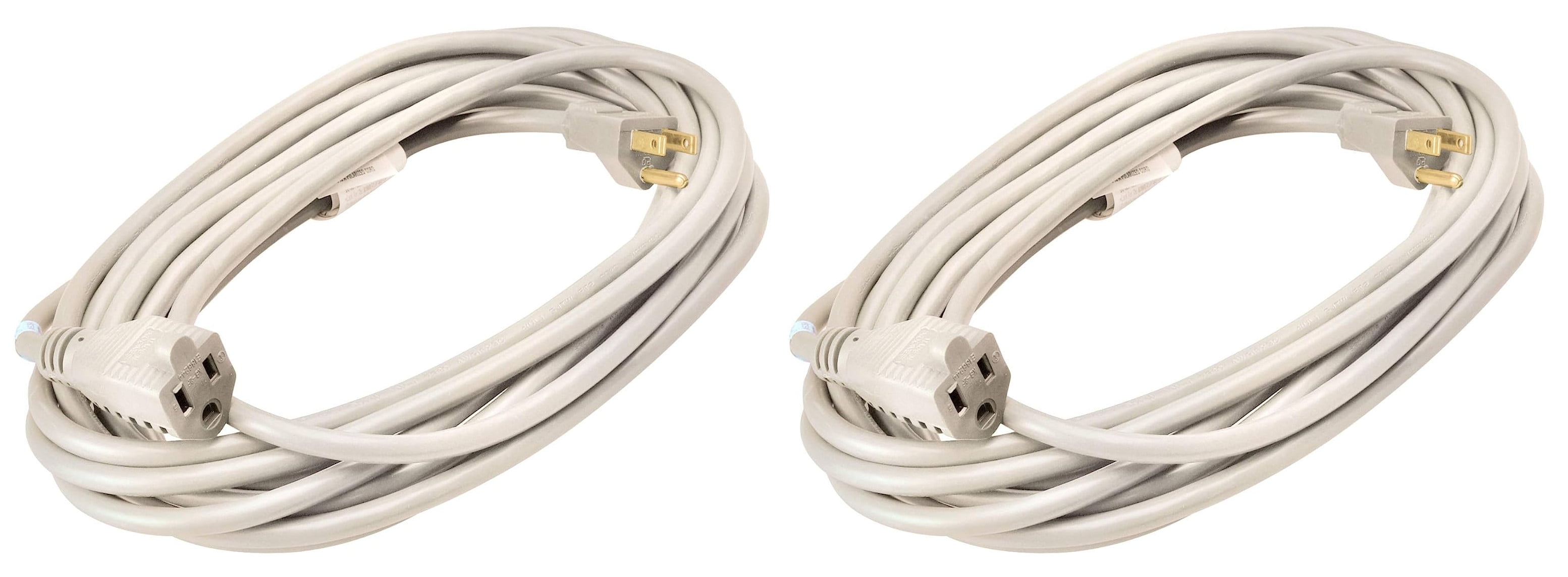Coleman Cable Outdoor Vinyl Extension Cord, 16/3 Gauge, White, 20ft, 2 ...