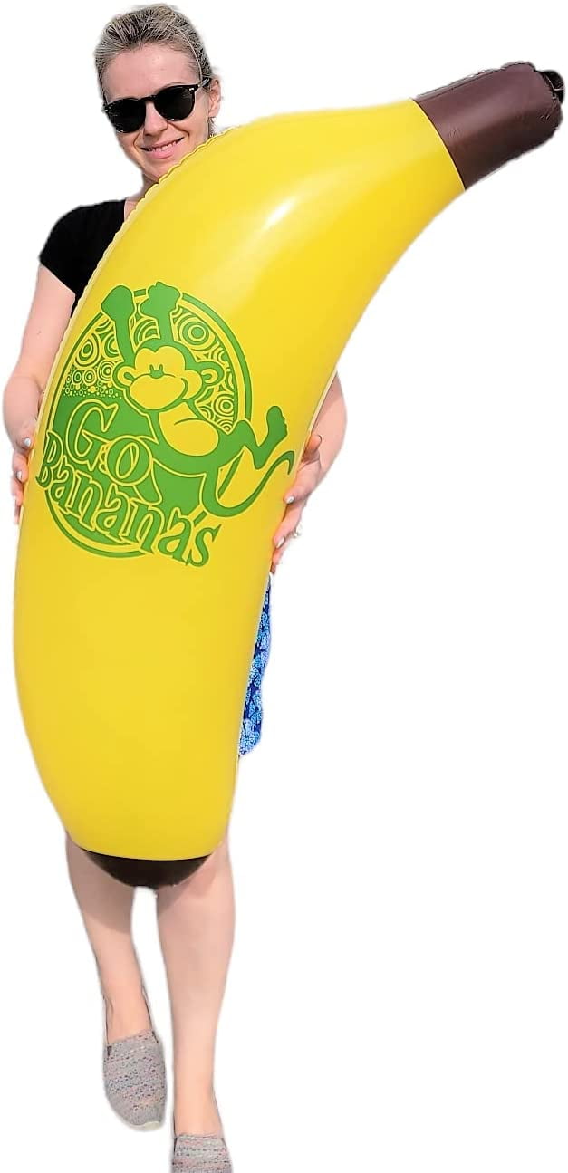 2 PACK Cool Yellow Inflatable Banana (46") Vinyl. Safe Inflate Fruit ...