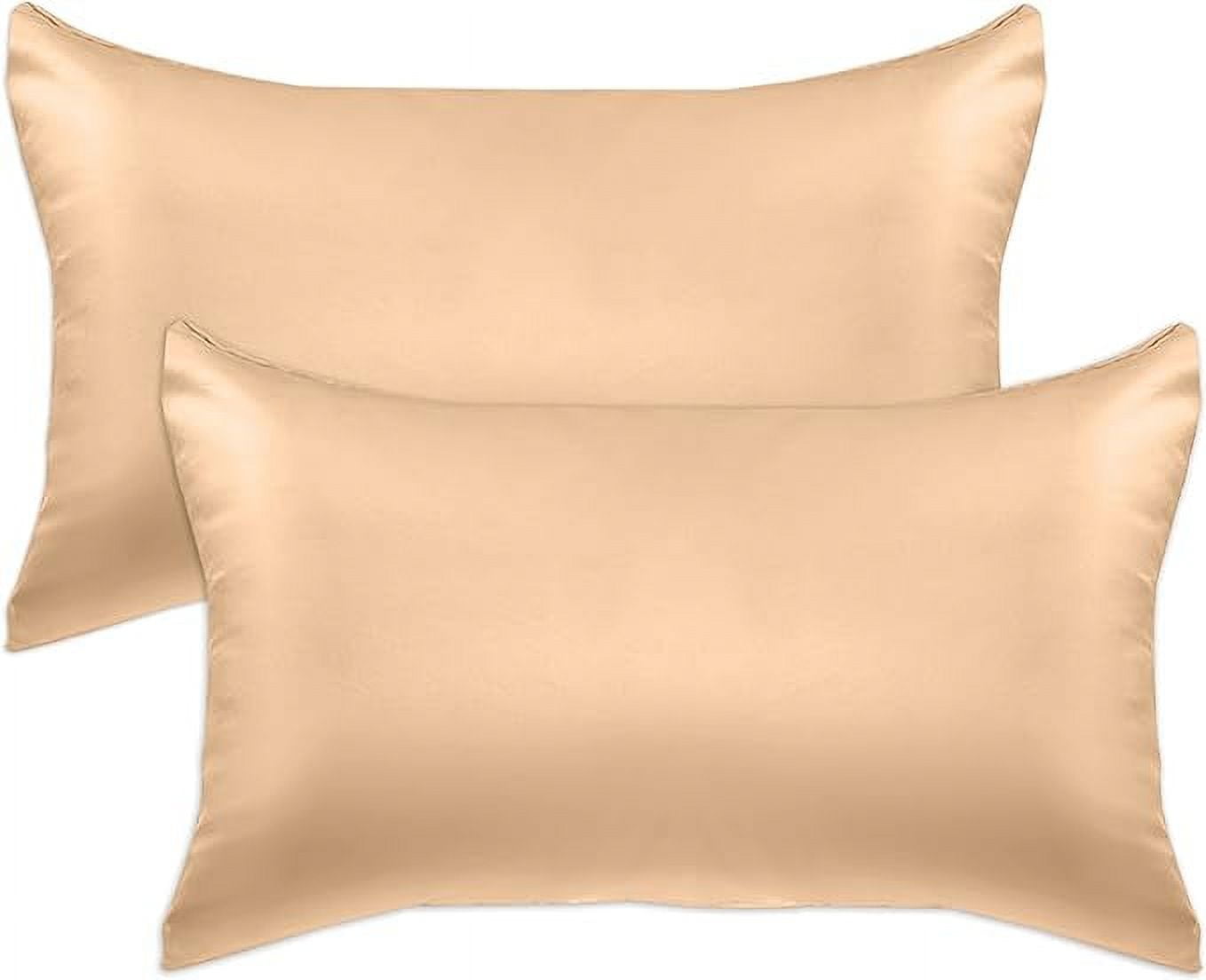 2 PACK Cooling Viscose Satin Pillowcase Set with Hidden Zipper closure ...