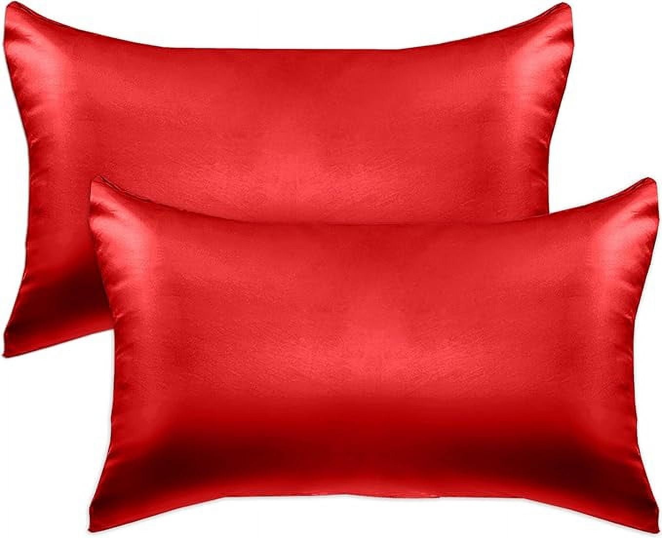 2 PACK Cooling Viscose Satin Pillowcase Set with Hidden Zipper closure ...