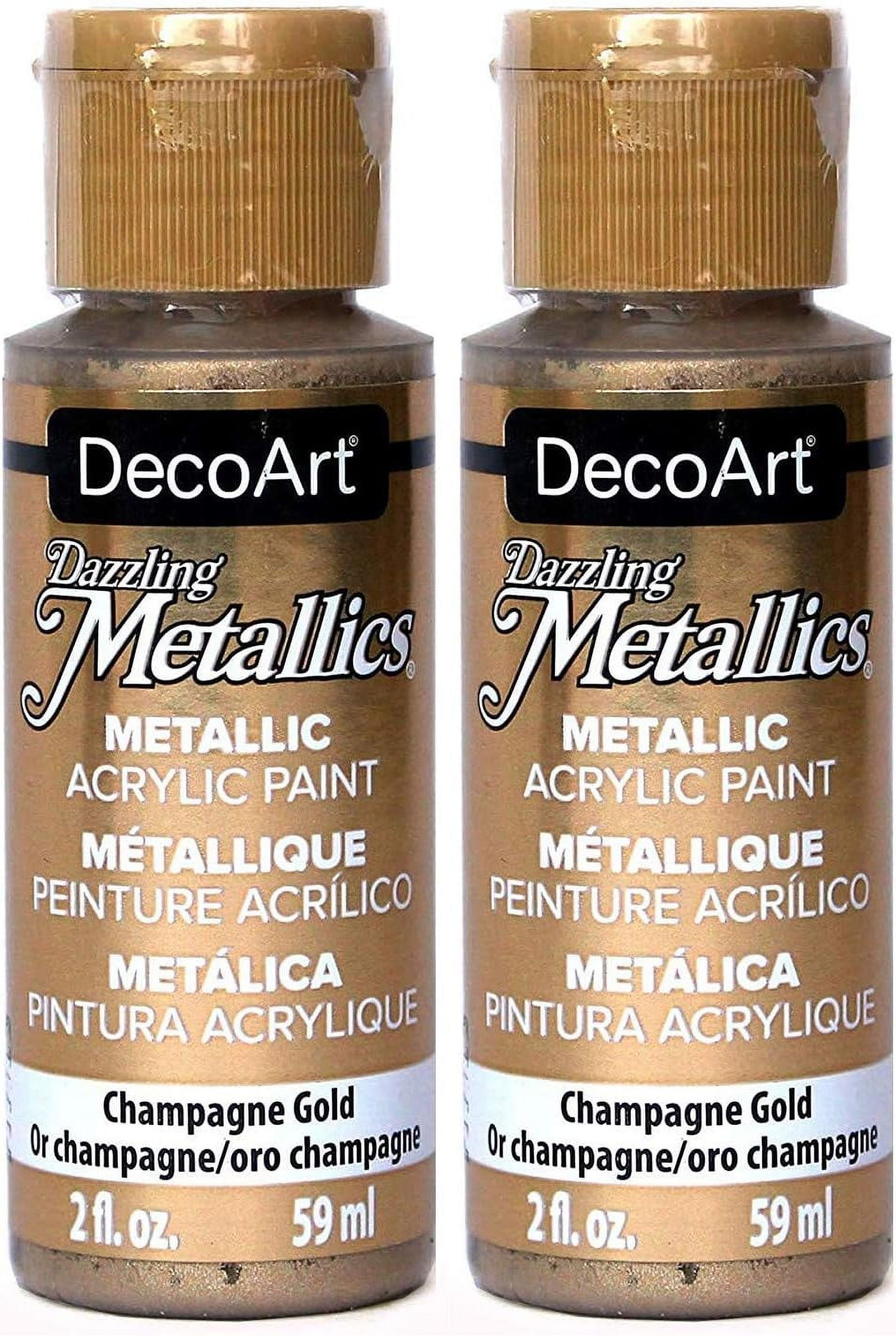 DecoArt Dazzling Metallics Acrylic Paint, Champagne Gold, 2-Pack, 2oz ...