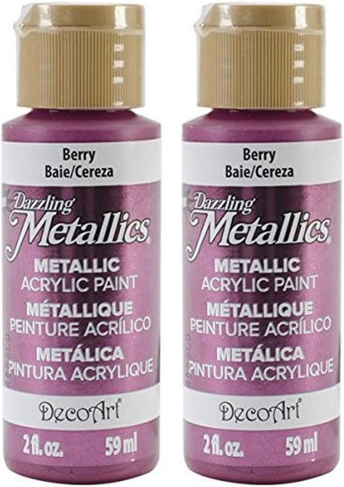 [2-PACK] - Decoart Dazzling Metallics Acrylic Paint 2oz - Berry DA320 ...