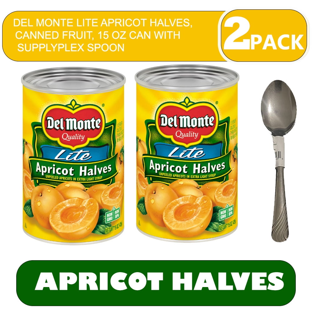 2 PACK|Del Monte Lite Apricot Halves, Canned Fruit, 15 oz Can WITH ...