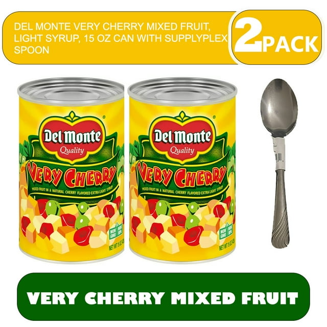 2 PACK| Del Monte Very Cherry Mixed Fruit, Light Syrup, 15 oz Can With ...