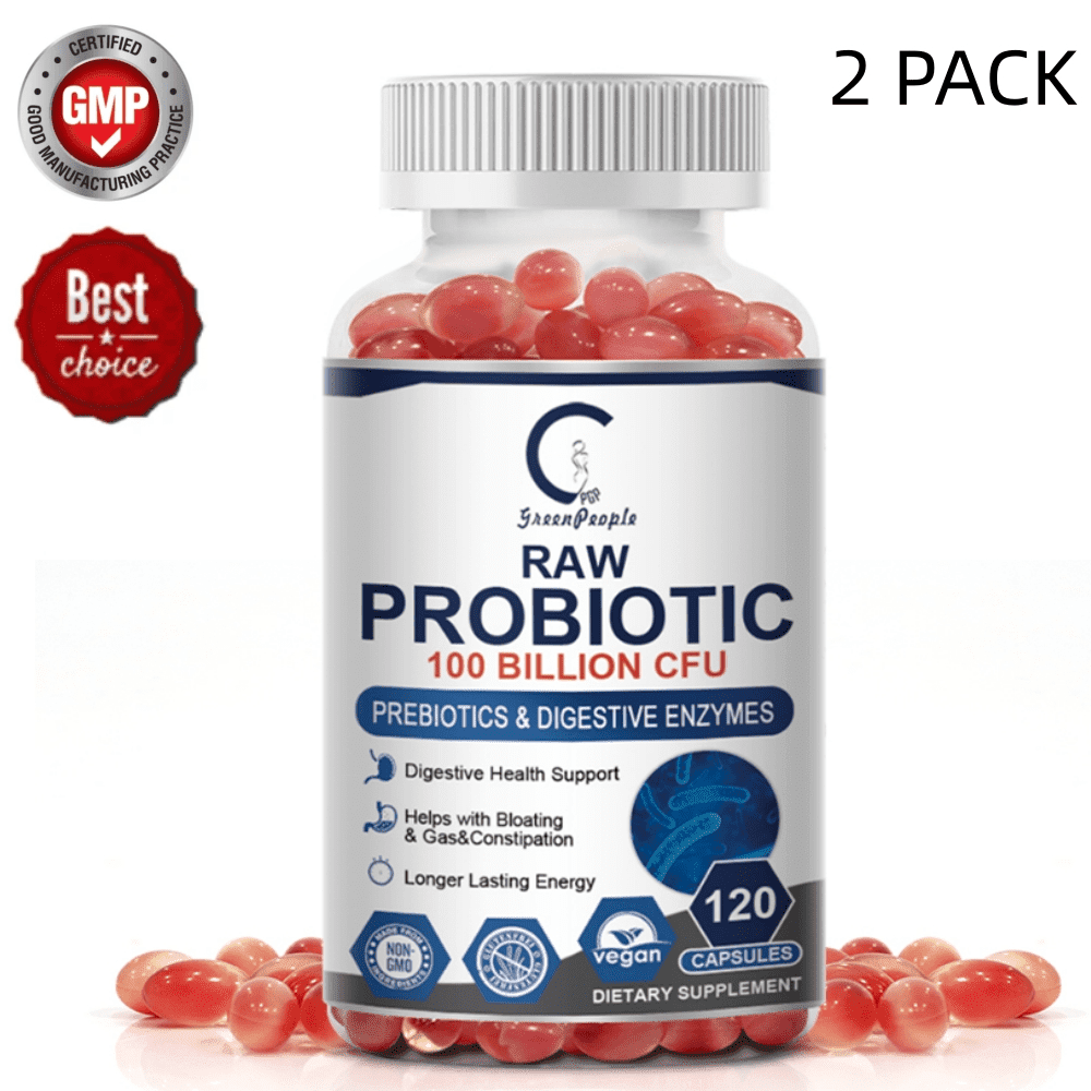 2 PACK Digestive Enzyme Capsules - Probiotic Multi Enzymes with ...