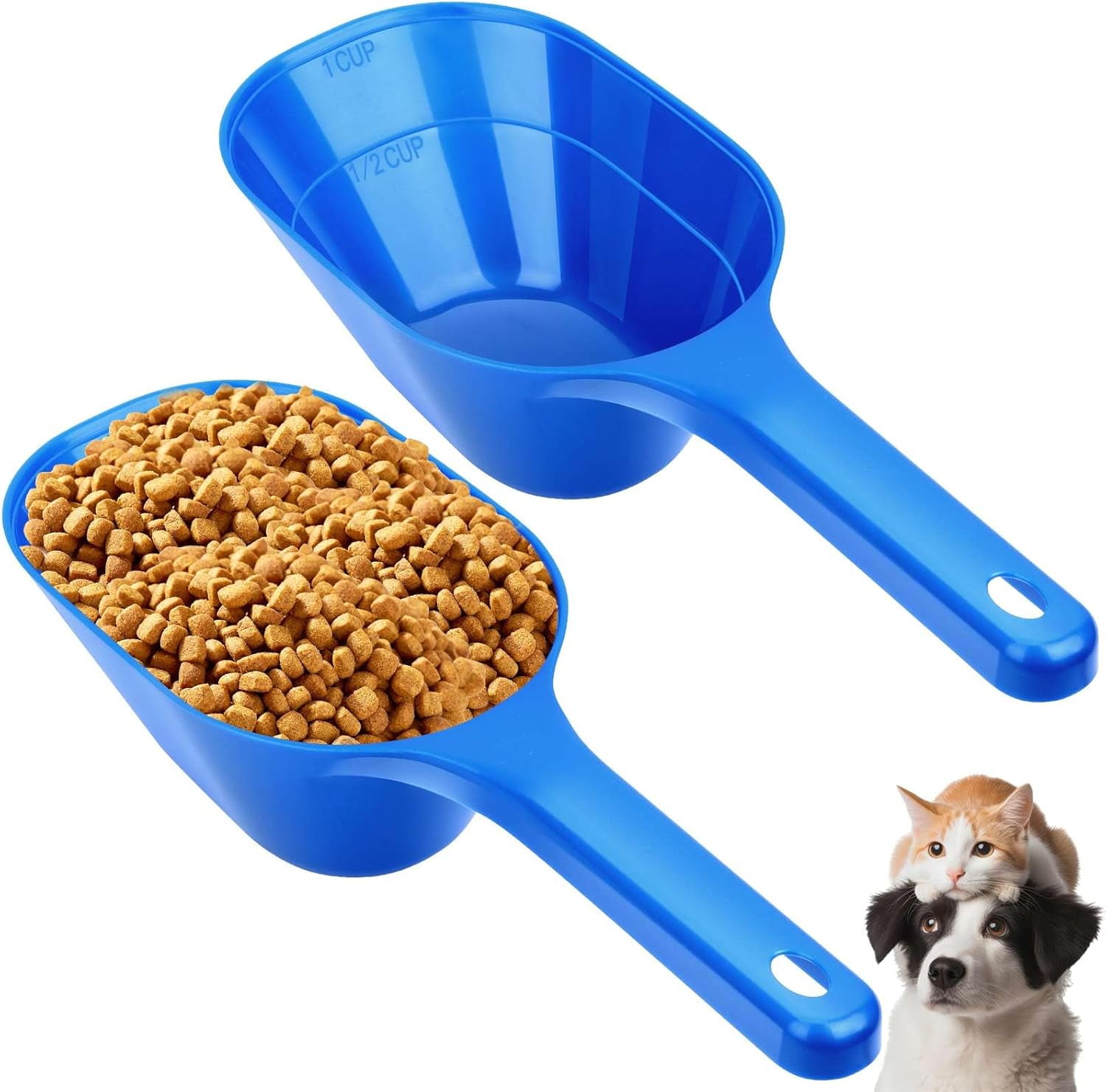2 PACK Dog Food Scoop,1 Cup Capacity Pet Food Scoop With Measuring ...