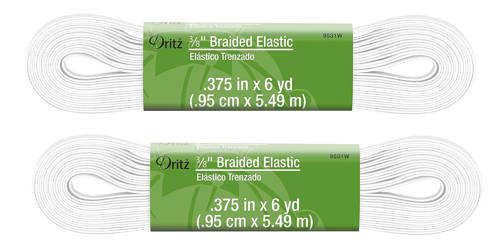 2-PACK - Dritz Braided Elastic 3/8" X 6yd - White - Walmart.com