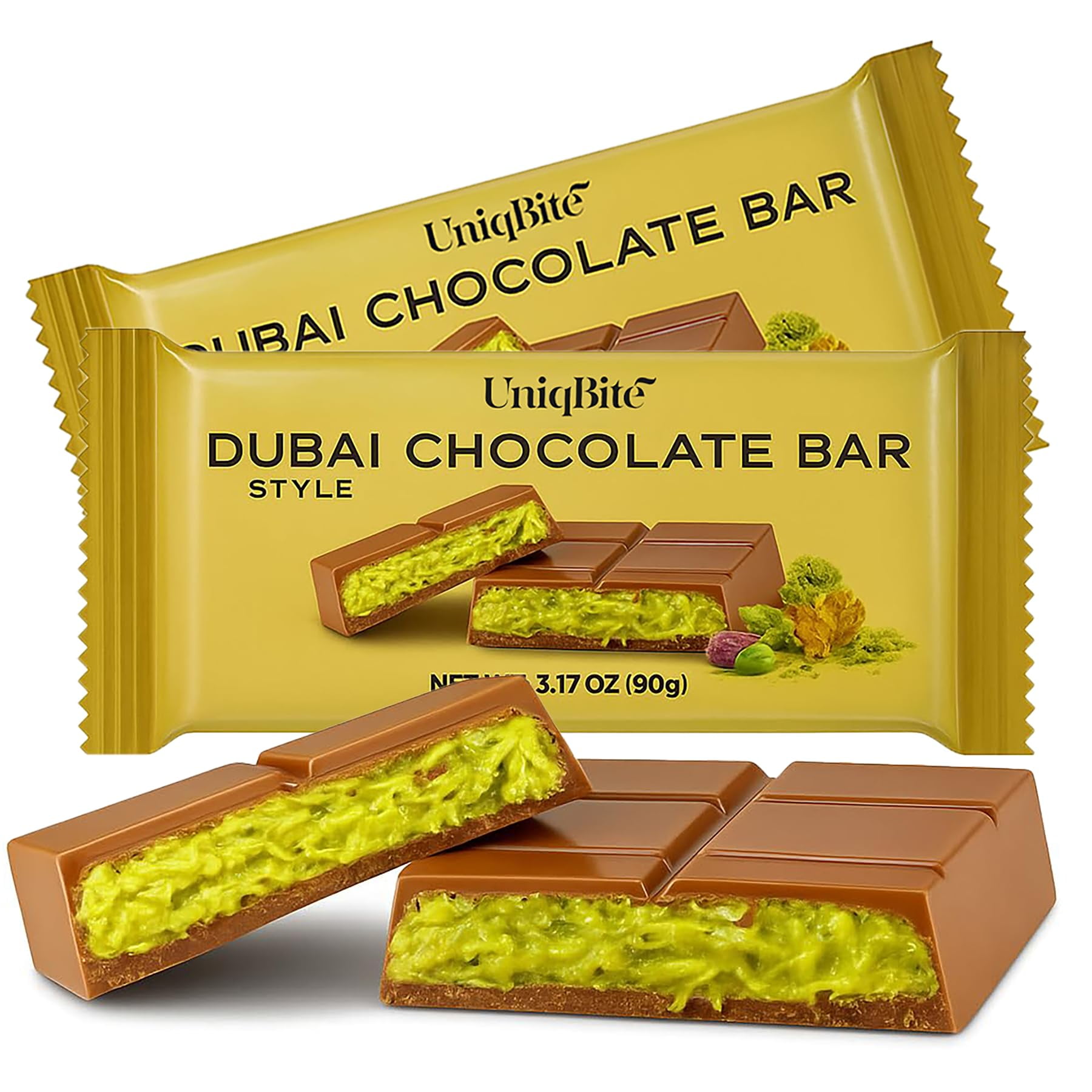 2 PACK Dubai Chocolate BCF26 Bar Pistachio, 6.34 Oz, Milk Chocolate Bar ...