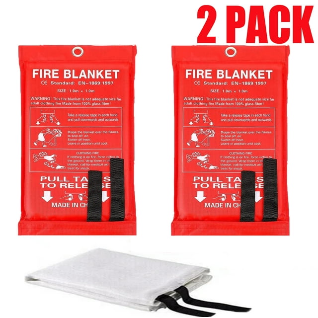 Fire Safety Hero 2-Pack Fiberglass Fire Blanket, 39''x39'' For Home ...