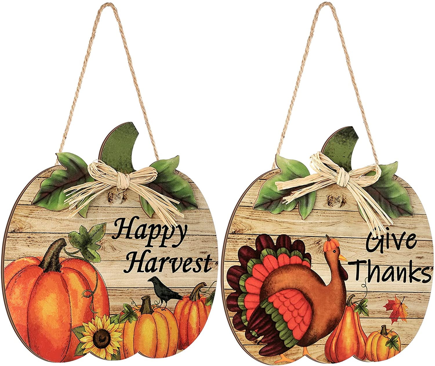 2 PACK Fall Welcome Sign Fall Hanging Wall Door Decor Pumpkin Door ...