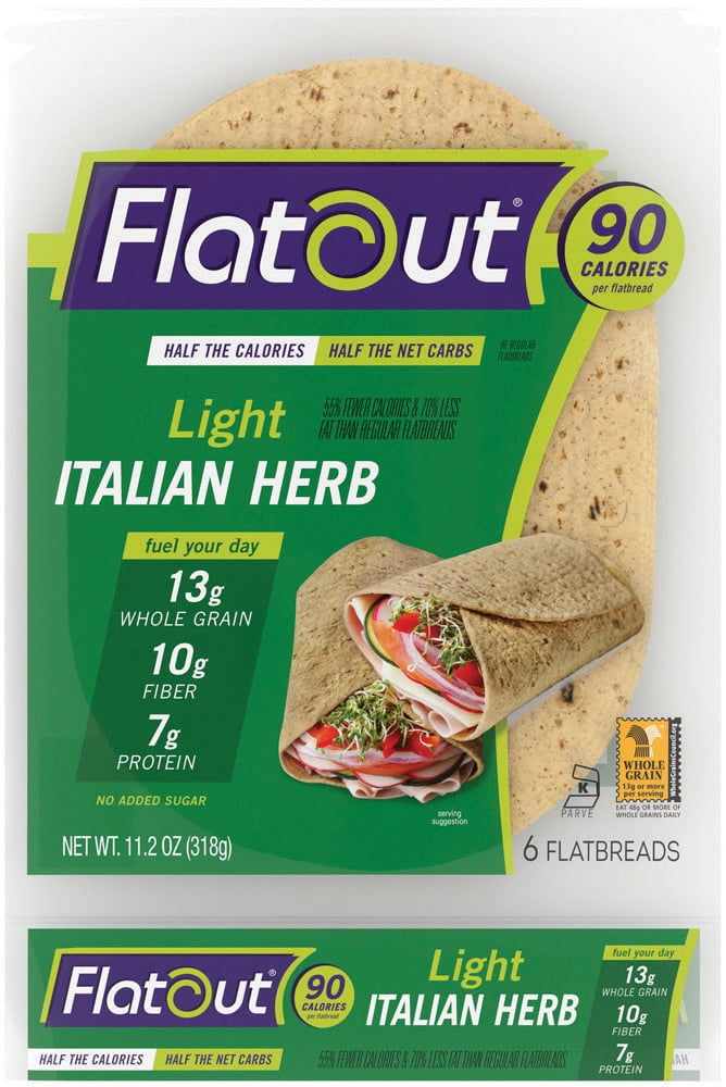 Flatout Light Wraps 2 Pack, Italian Herb, Healthy Low Carb Bread, Keto ...