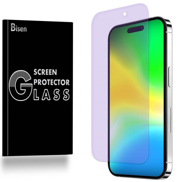 [2-PACK] For iPhone 15 Pro [BISEN] Tempered Glass Anti Blue Light [Eye ...