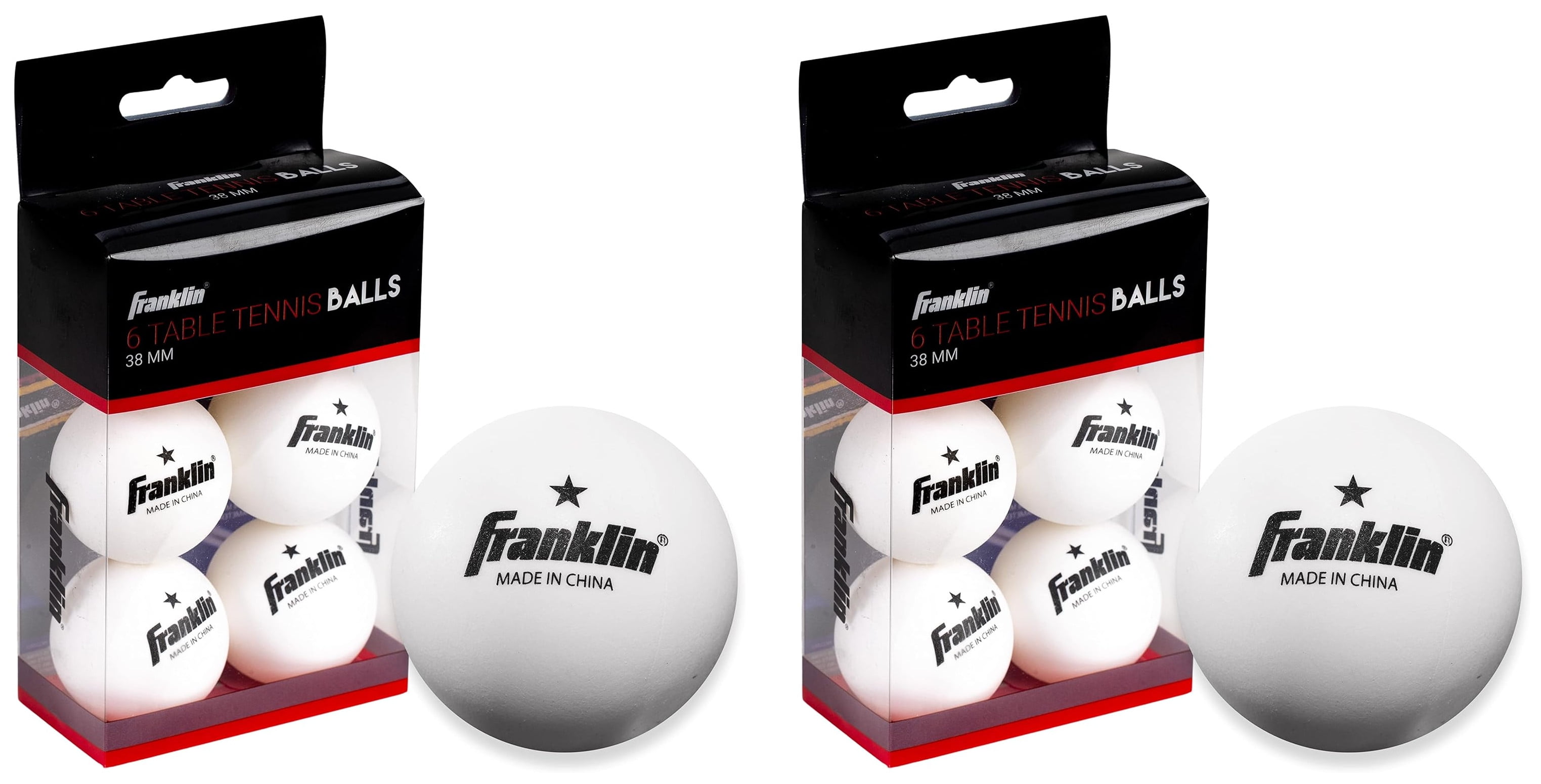 Franklin Sports Table Tennis Balls, 2-Pack, 38mm, One Star, White ...