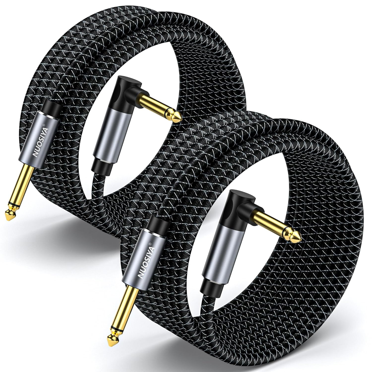 2-PACK Guitar Cable 6ft, 1/4 Inch Instrument Cable Angled to Straight ...
