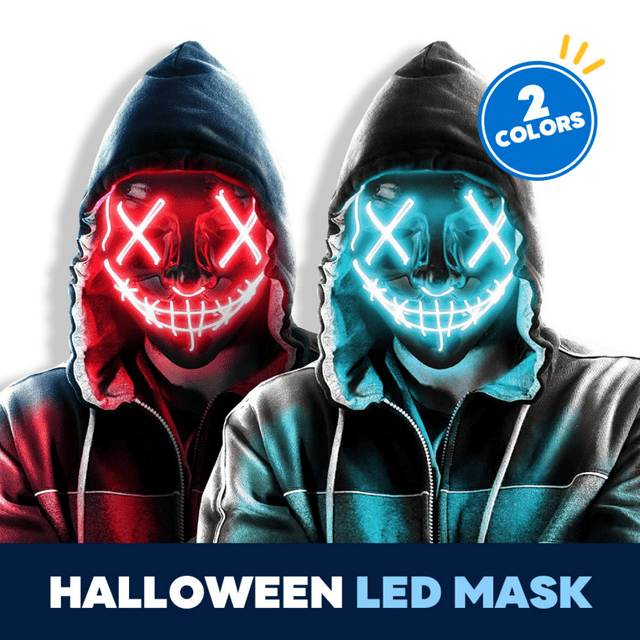 2 PACK! Halloween LED Mask, Scary Glow LED Face Light Up Masks with 3 ...