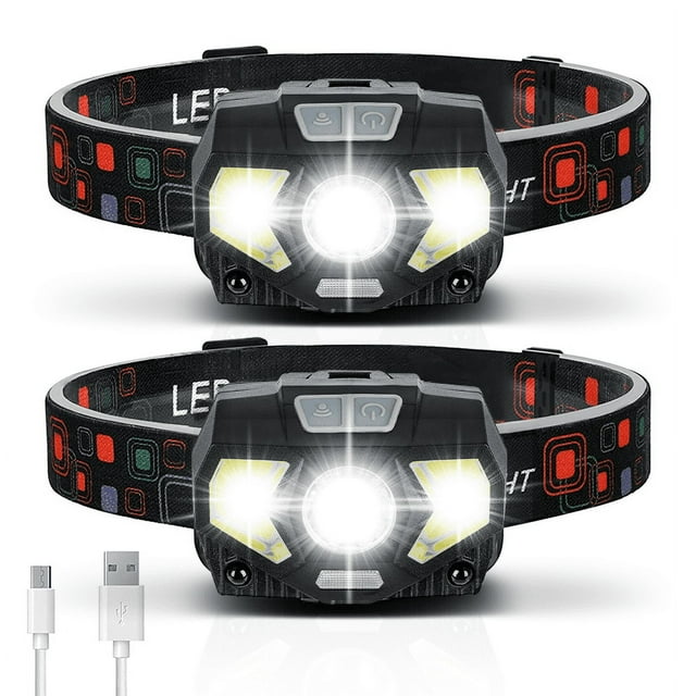 2-Pack Ultra-Light LED Headlamp, 1100 Lumen, Rechargeable, Waterproof ...