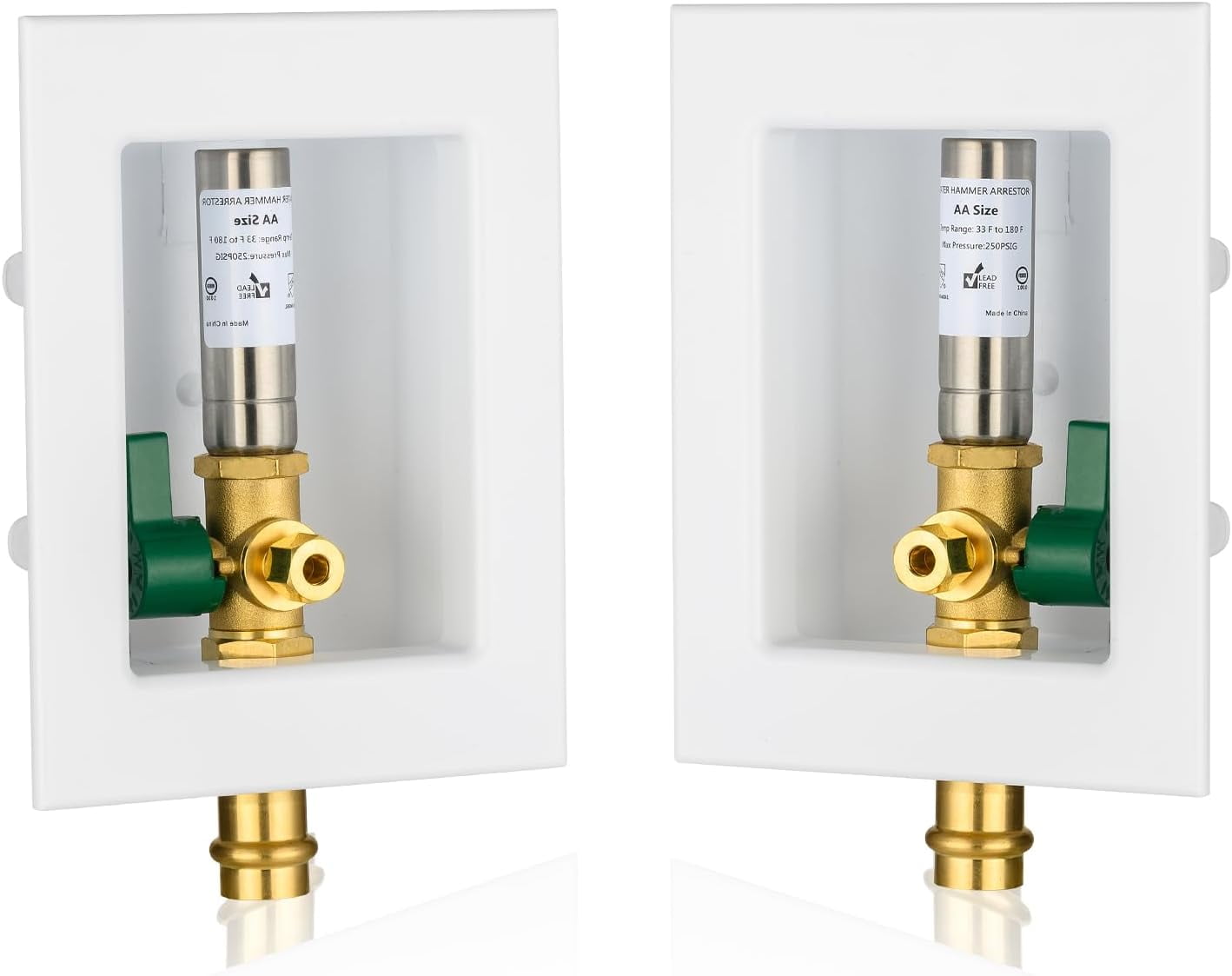 2-PACK Icemaker Outlet Box with 1/2" Copper Press Inlet Connect, Ice ...