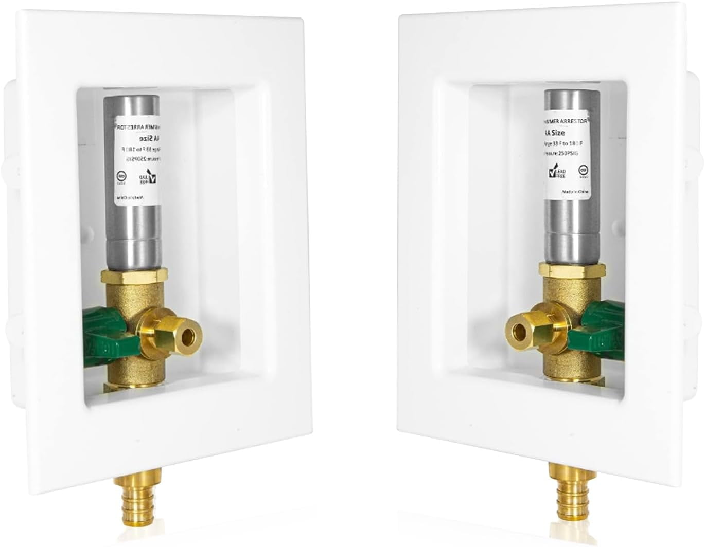 2-PACK Icemaker Outlet Box with 1/2" Crimp Inlet Connect, Ice Maker Box ...