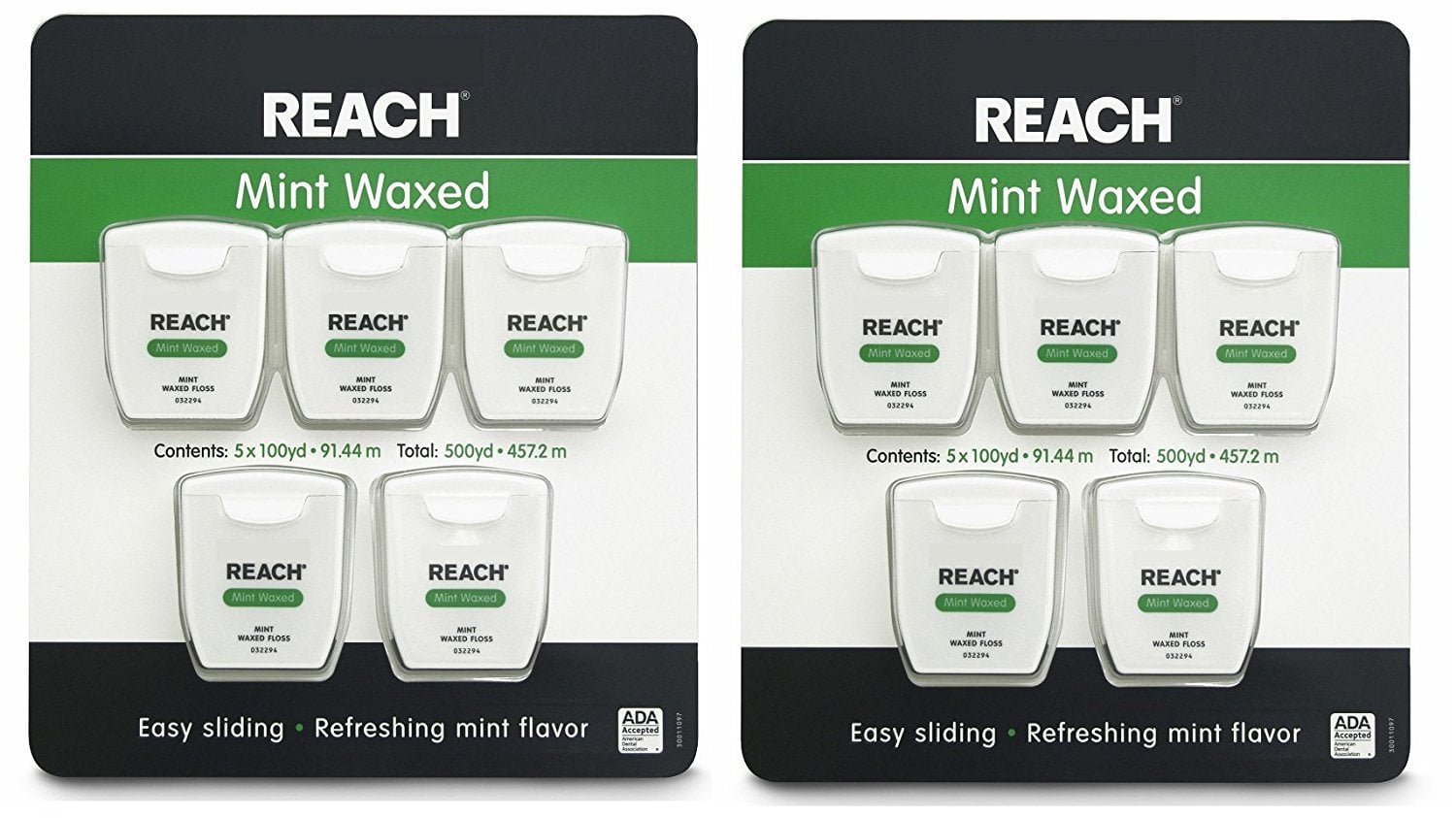 2 PACK | Johnson & Johnson Reach Mint Waxed Dental Floss 100 yd Each 5 ...