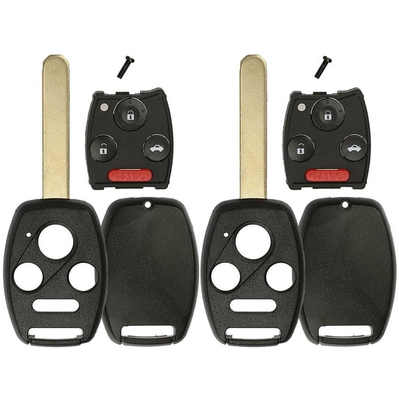 2 PACK KeylessOption Keyless Remote Uncut Car Key Fob Shell and Button ...