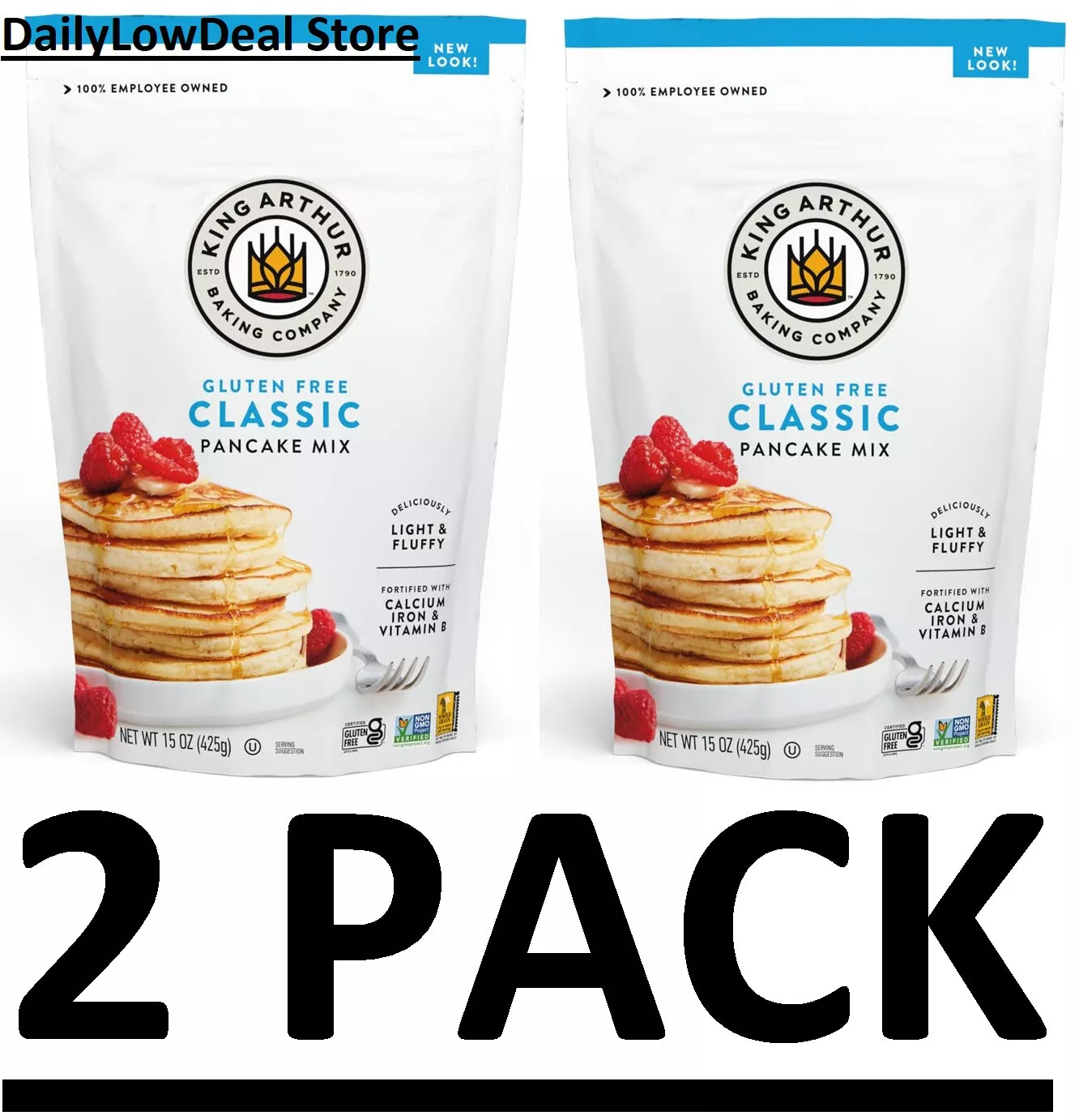 2 PACK - King Arthur Gluten Free Classic Pancake Mix Gluten-Free Non ...