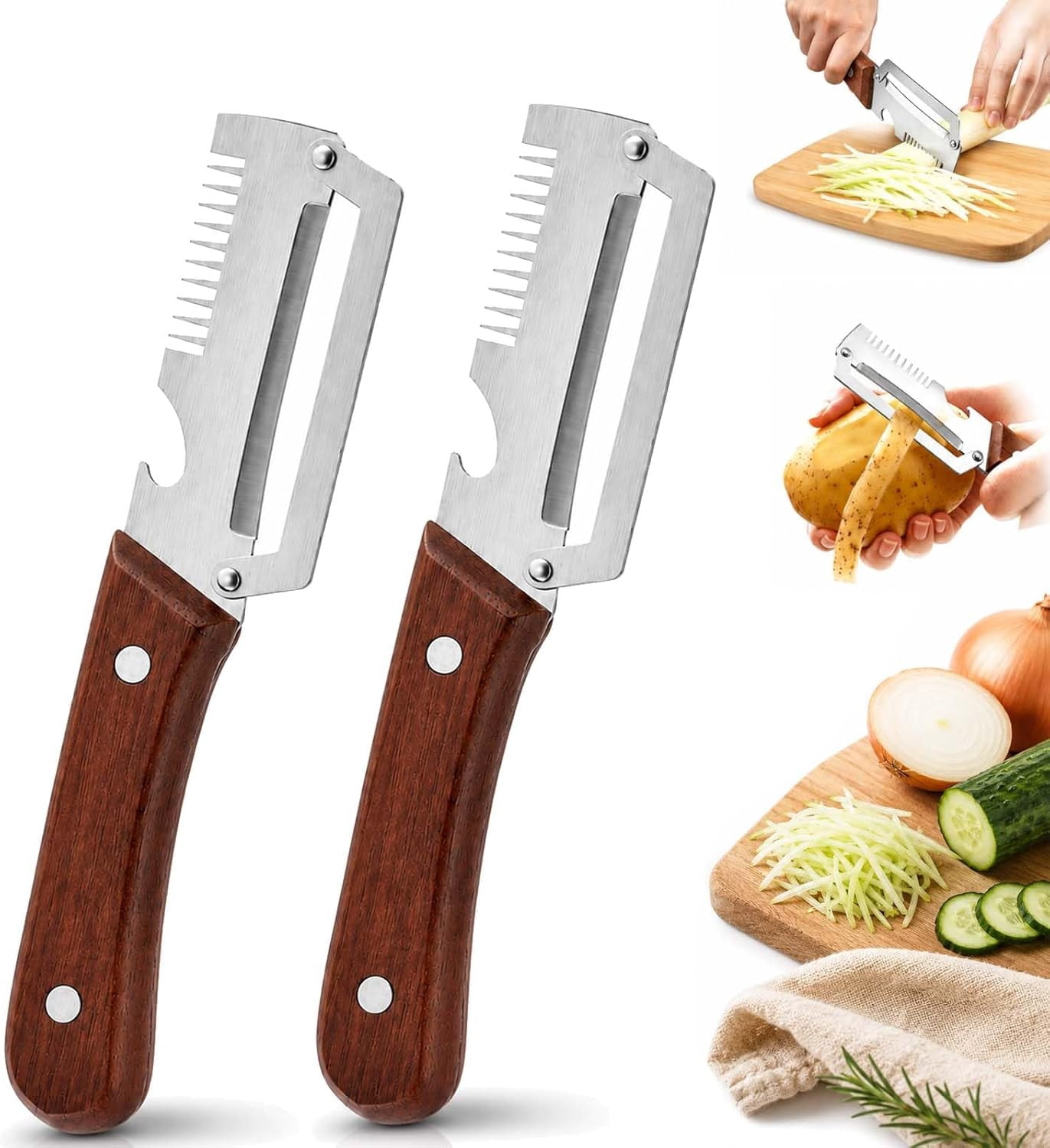 2-PACK Kitchen Multi-Function Stainless Steel Thickened Fruit Peeler ...