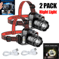 2 PACK LED Headlamp Motion Sensor 5-Modes Headlamp USB Rechargeable ...