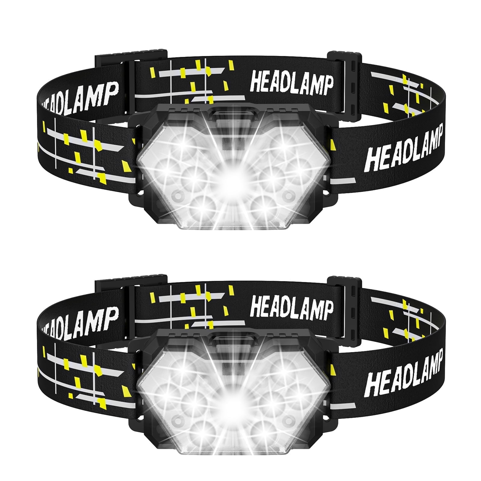 Xueyu 2 Pack LED Headlamp, Adjustable Headband, Lightweight, 6 Modes ...