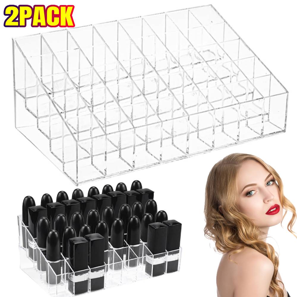 2 PACK Lipstick Holder, 40 Slots Clear Lipstick Organizer Acrylic ...